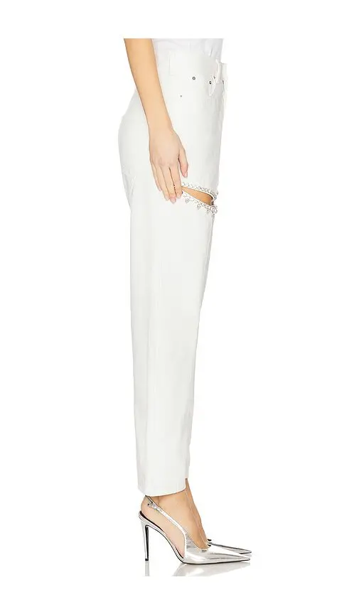 AREA Crystal Slit Jeans - White