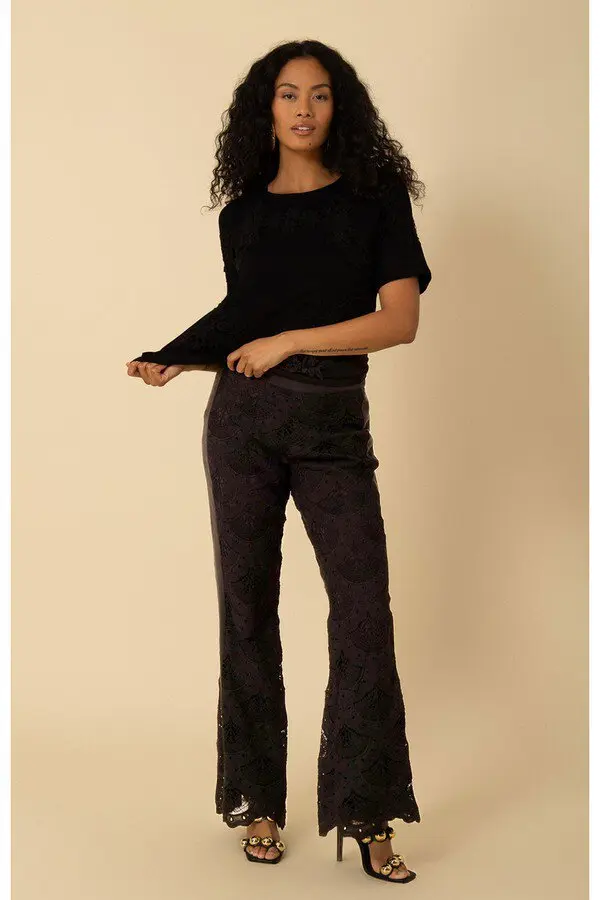 Hale Bob Kensley Eyelet Pant - Black