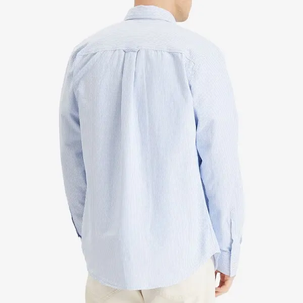 Nn07 Colby Logo Oxford Shirt - Blue Stripe