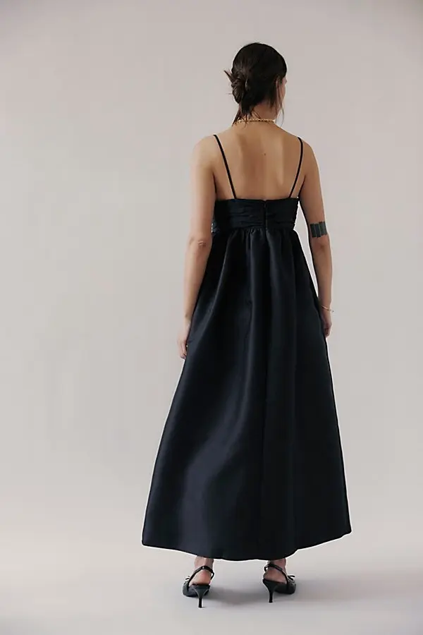 free people black satin dress Free People cooper satin midi slip dress in black