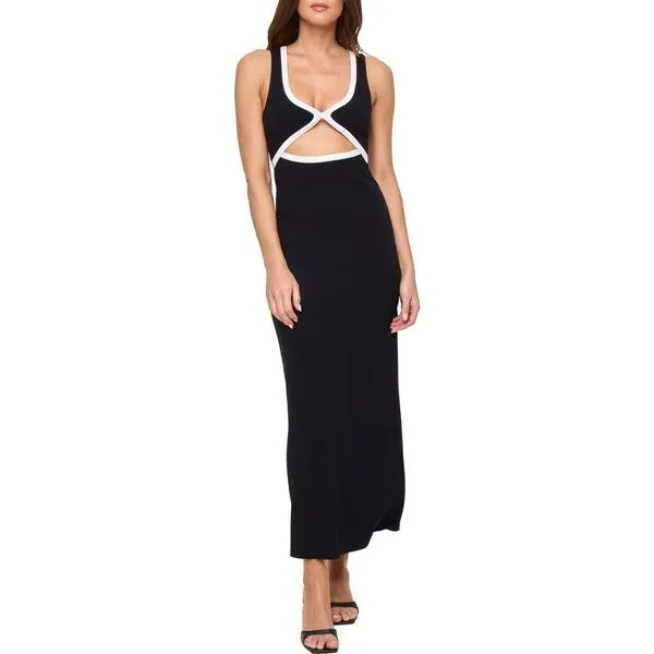 L*Space Steph Cutout Cover-up Midi Dress - Black/ Cream