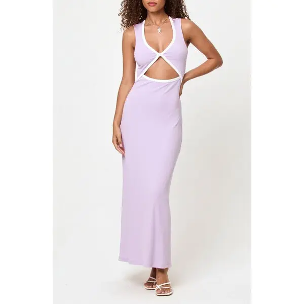 L*Space Steph Cutout Cover-up Midi Dress - Lady Lilac Cream