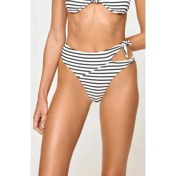 L*Space Jack Bitsy Cutout High Waist Bikini Bottom - Sail Along Stripe