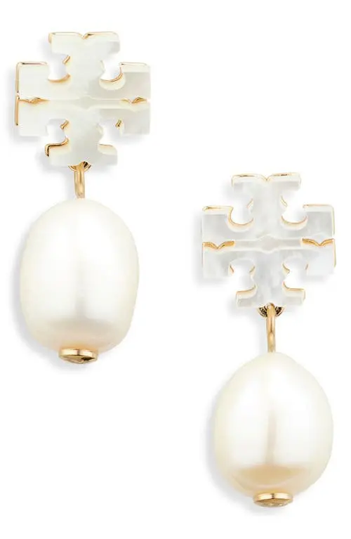 Tory Burch Moondance Mother-of-pearl Drop Earrings - Tory Gold / Mother Of Pearl