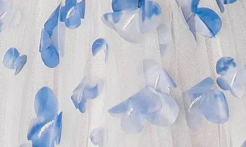 Popatu 3d Butterfly Fit & Flare Dress - White/ Blue | Editorialist