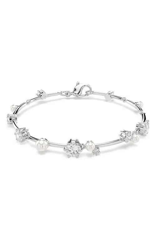 SWAROVSKI Constella Crystal & Faux Pearl Bracelet - White Gold