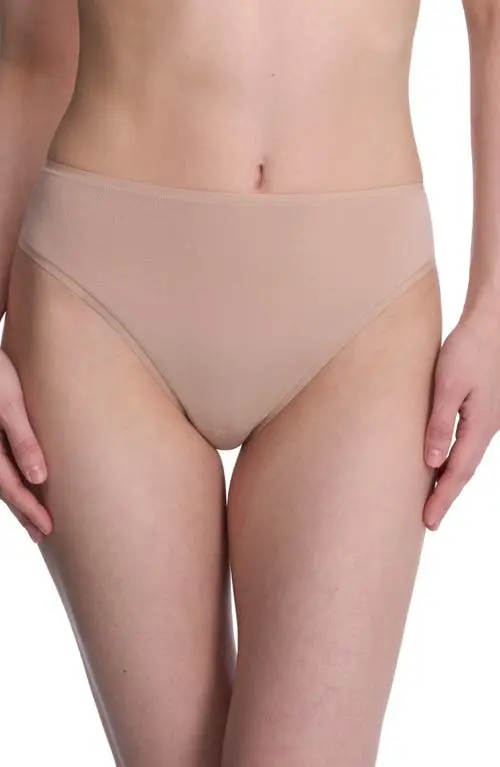 Natori Bliss Bare Cotton High Cut Briefs - Cafe