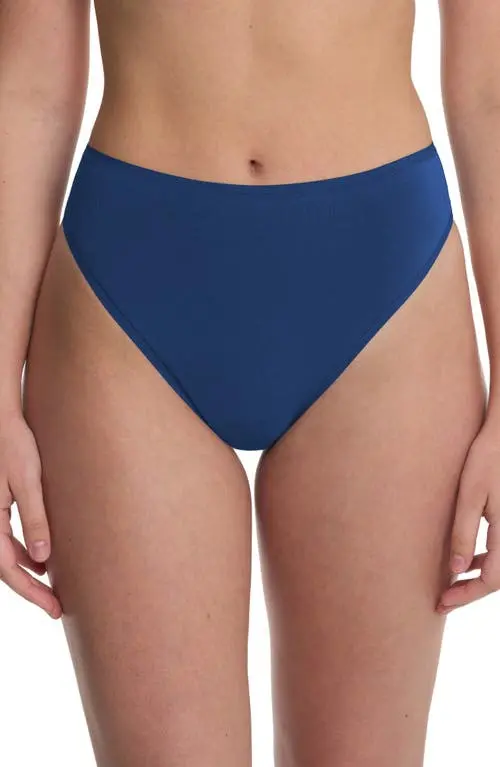 Natori Bliss Bare Cotton High Cut Briefs - Dark Cobalt