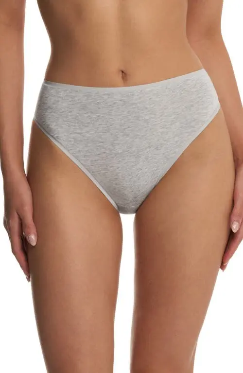 Natori Bliss Bare Cotton High Cut Briefs - Light Grey Heather