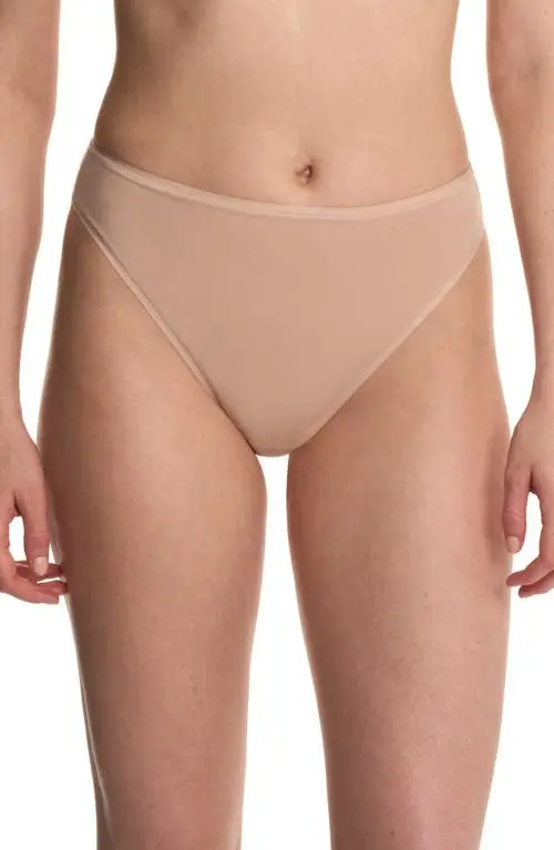 Natori Bliss Bare Cotton High Cut Briefs - Lt. Mocha