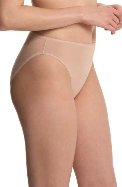 Natori Bliss Bare Cotton High Cut Briefs - Lt. Mocha