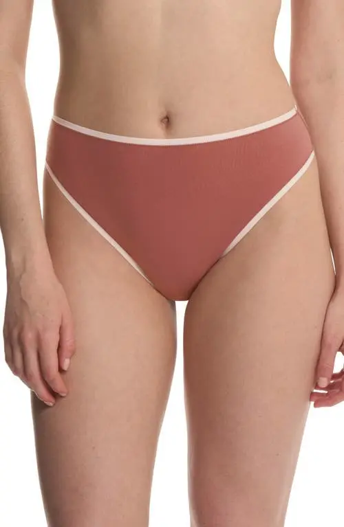 Natori Bliss Bare Cotton High Cut Briefs - Nostalgia Rose/peach Whip