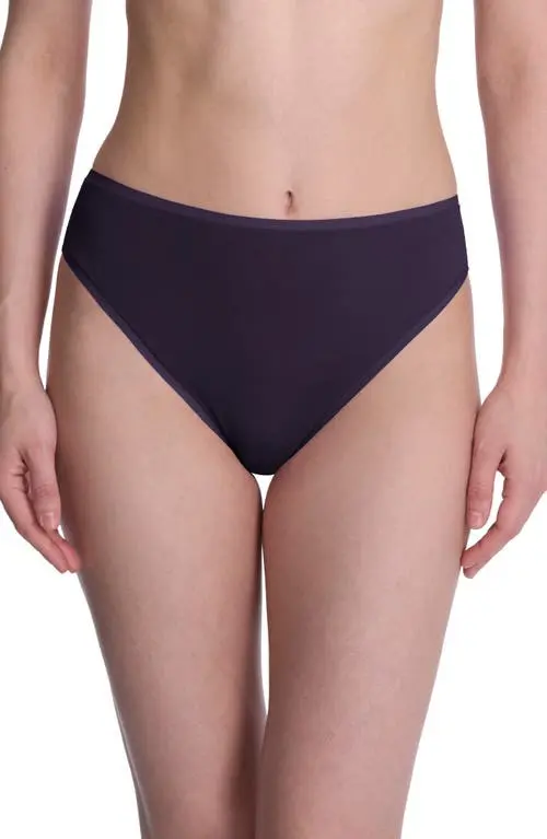Natori Bliss Bare Cotton High Cut Briefs - Purple Dusk