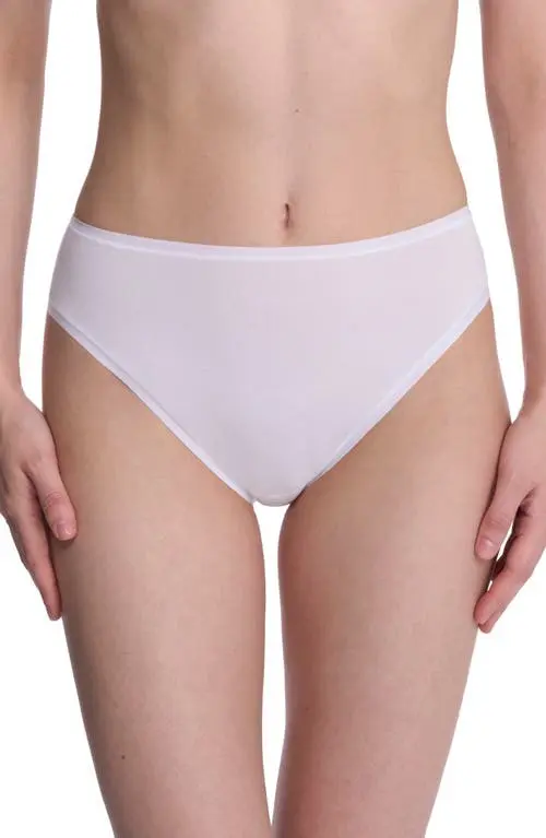 Natori Bliss Bare Cotton High Cut Briefs - White