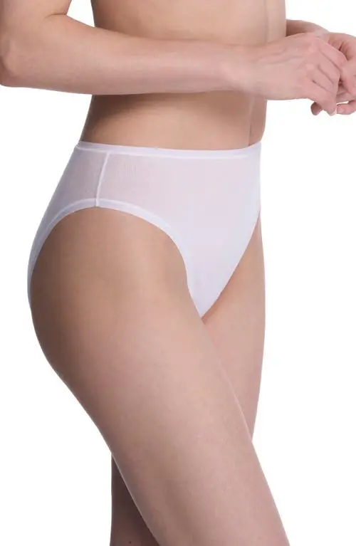 Natori Bliss Bare Cotton High Cut Briefs - White