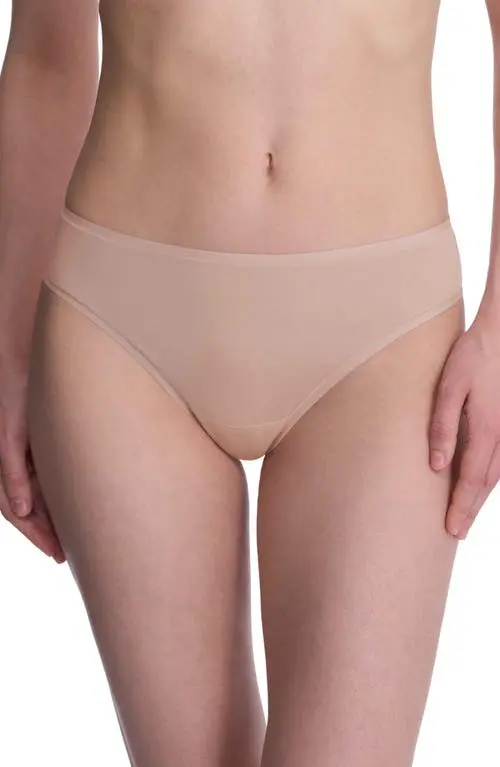 Natori Bliss Bare Stretch Cotton Thong - Cafe