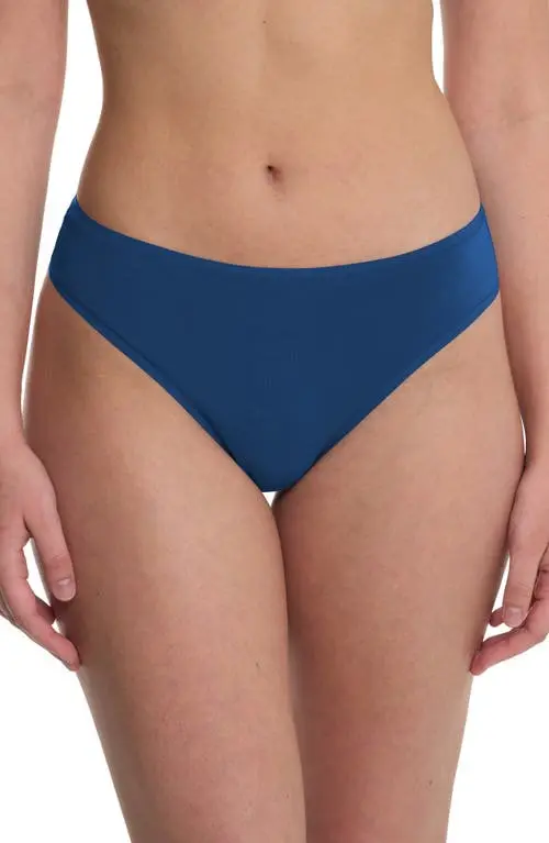 Natori Bliss Bare Stretch Cotton Thong - Dark Cobalt