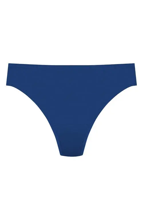 Natori Bliss Bare Stretch Cotton Thong - Dark Cobalt
