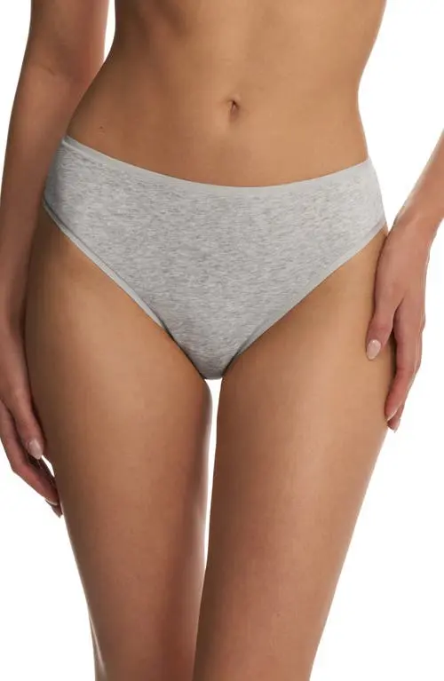 Natori Bliss Bare Stretch Cotton Thong - Light Grey Heather