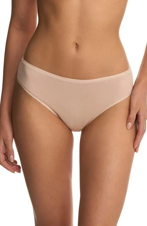 Natori Bliss Bare Stretch Cotton Thong - Light Mocha