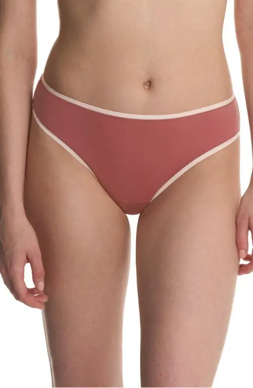 Natori Bliss Bare Stretch Cotton Thong - Nostalgia Rose/peach Whip