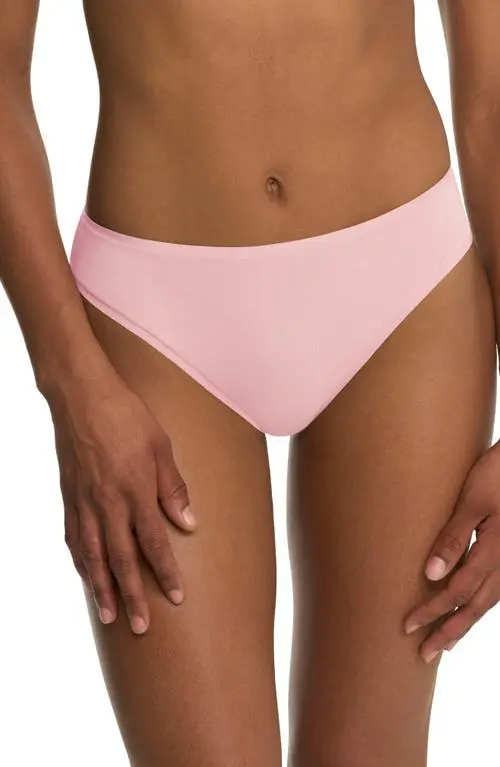 Natori Bliss Bare Stretch Cotton Thong - Perfect Pink