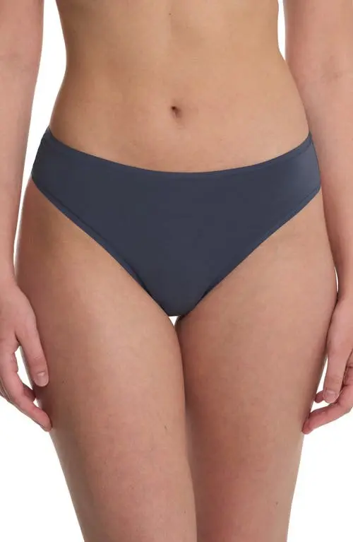 Natori Bliss Bare Stretch Cotton Thong - Vintage Navy