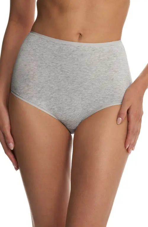 Natori Bliss Bare Cotton High Waist Briefs - Light Grey Heather