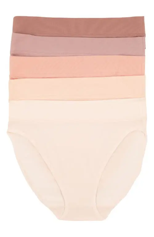 Felina 5-pack Stretch Cotton High Cut Briefs - Sun Kissed