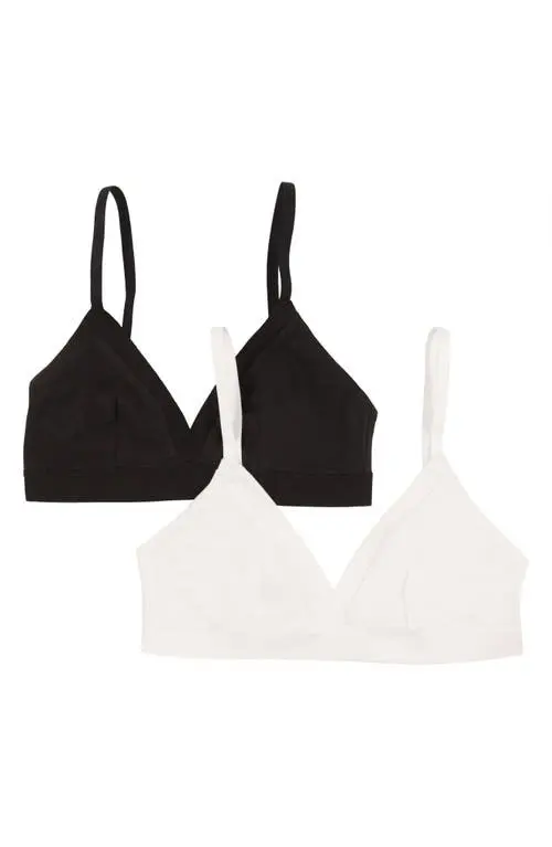 Felina Assorted 2-pack Stretch Cotton Bralettes - Tuxedo