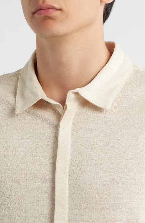 John Varvatos Carrilho Regular Fit Knit Linen Button-up Shirt