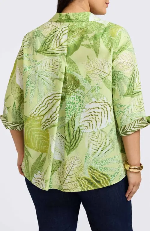 Foxcroft Agnes Mixed Print Popover Top - Green Multi