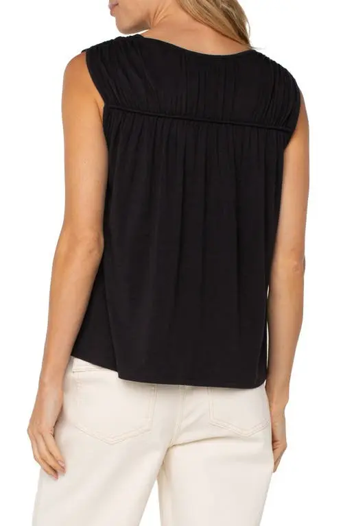 LIVERPOOL Shirred Knit Top - Black