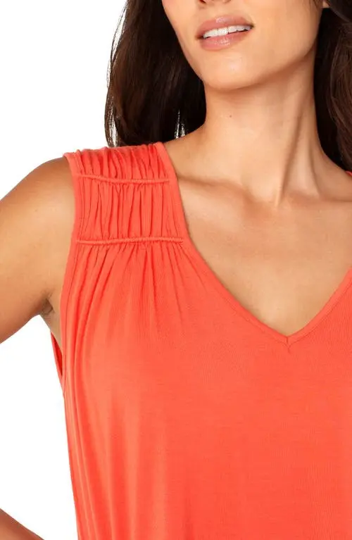 LIVERPOOL Shirred Knit Top - Clementine