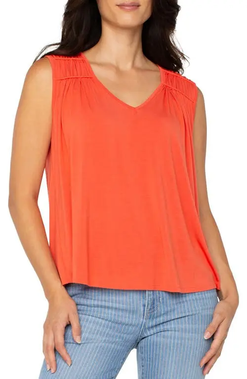 LIVERPOOL Shirred Knit Top - Clementine