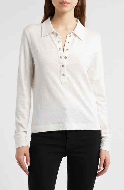 FRAME The Snap Long Sleeve Linen Blend Henley