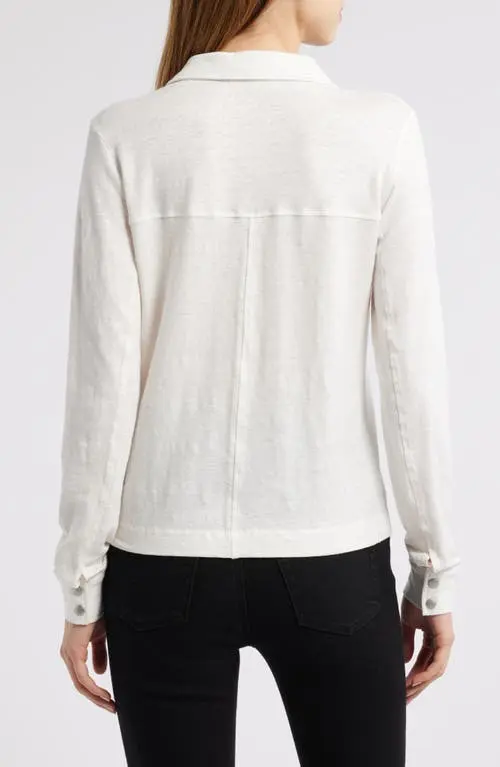 FRAME The Snap Long Sleeve Linen Blend Henley