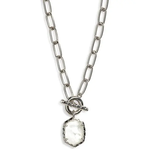 Kendra Scott Daphne Pendant Toggle Chain Necklace - Silver Ivory Pearl