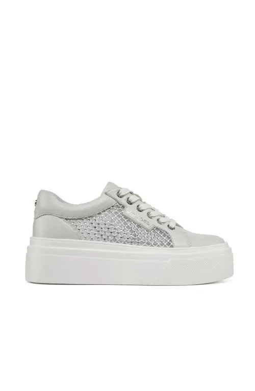 J/SLIDES NYC Aspendale Leather & Mesh Sneakers With Pearl Embellishments