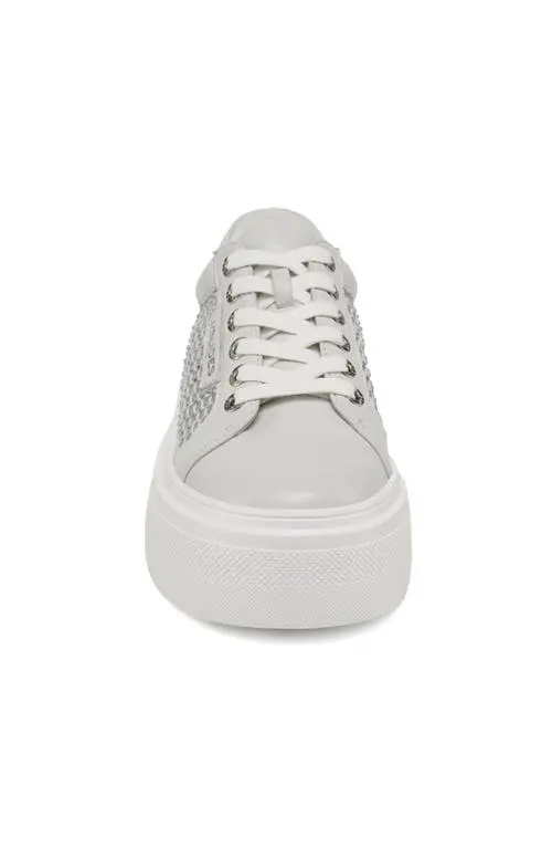 J/SLIDES NYC Aspendale Leather & Mesh Sneakers With Pearl Embellishments