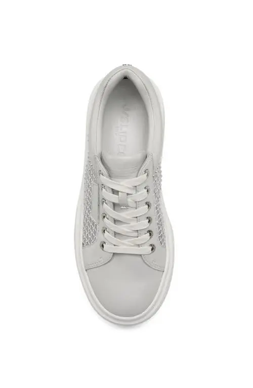 J/SLIDES NYC Aspendale Leather & Mesh Sneakers With Pearl Embellishments