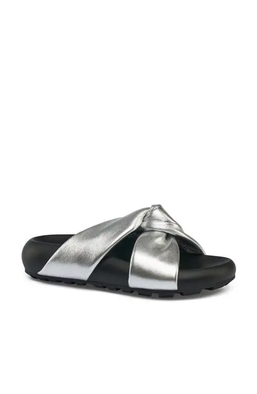 J/SLIDES NYC Calista Criss-cross Leather Sandals - Silver