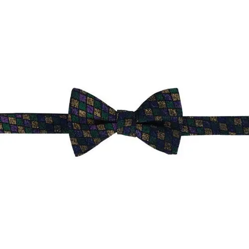 Trafalgar Carnival Diamond Silk Bow Tie - Green/ Yellow/ And Purple