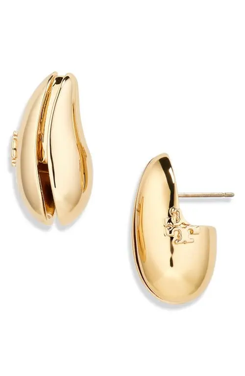 Tory Burch Small Wave Drop Earrings - Light Brass