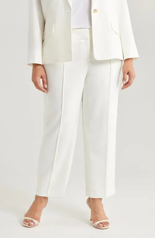 KASPER Flat Front Slim Leg Trousers - Vanilla Ice