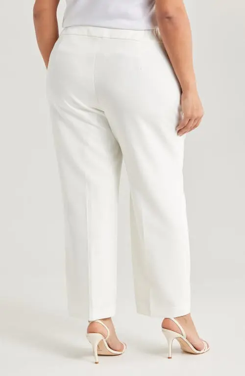 KASPER Flat Front Slim Leg Trousers - Vanilla Ice