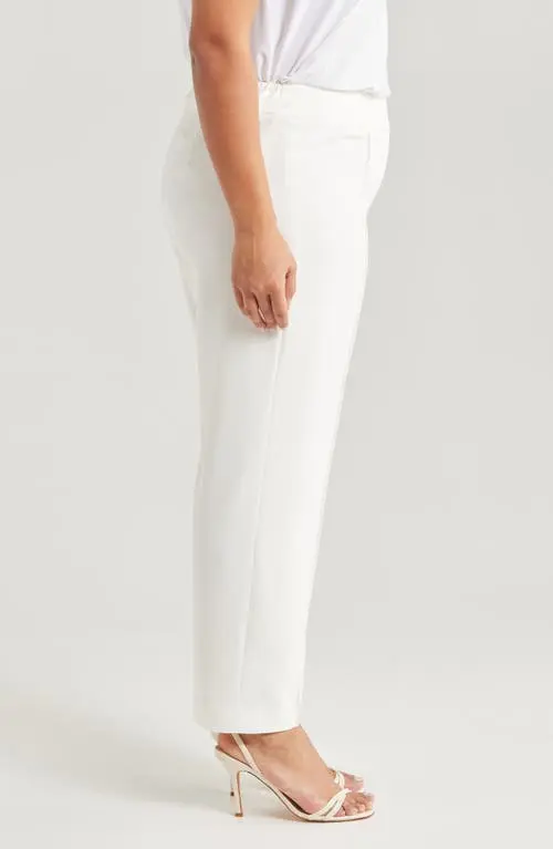 KASPER Flat Front Slim Leg Trousers - Vanilla Ice