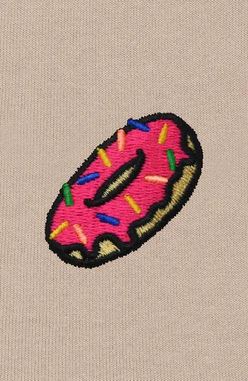 DALIX Donut Embroidered Full Zip Hoodie - Tan