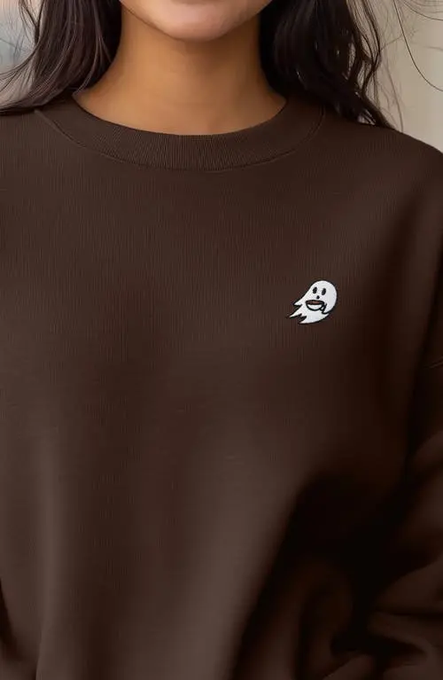 DALIX Spook-a-latte Relaxed Fleece Sweatshirt - Brown