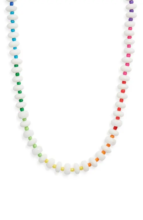 Nordstrom Beaded Necklace - White Multi- Gold